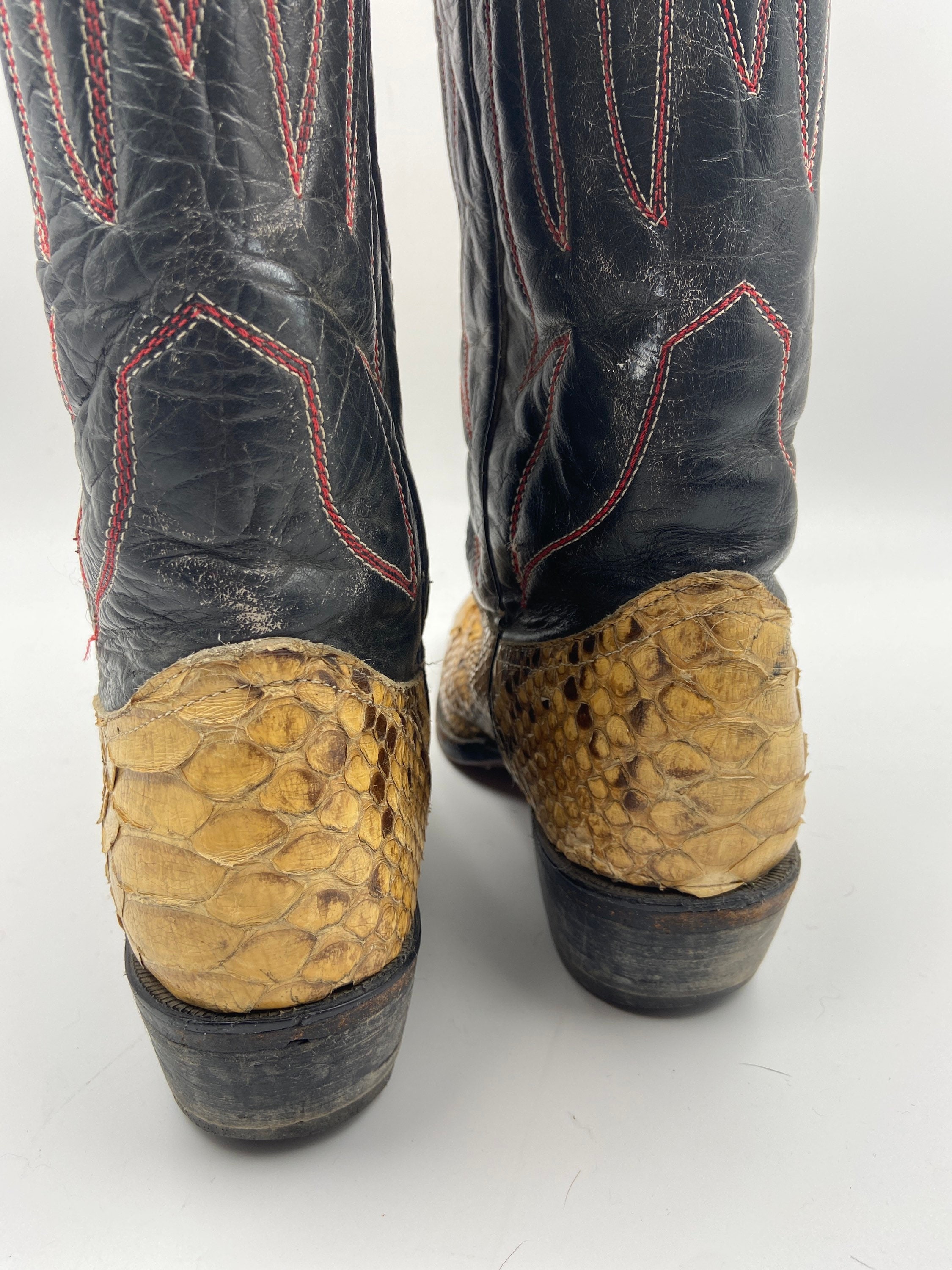 Beige and Black Men's Boots From Real Python Leather Vintage ...