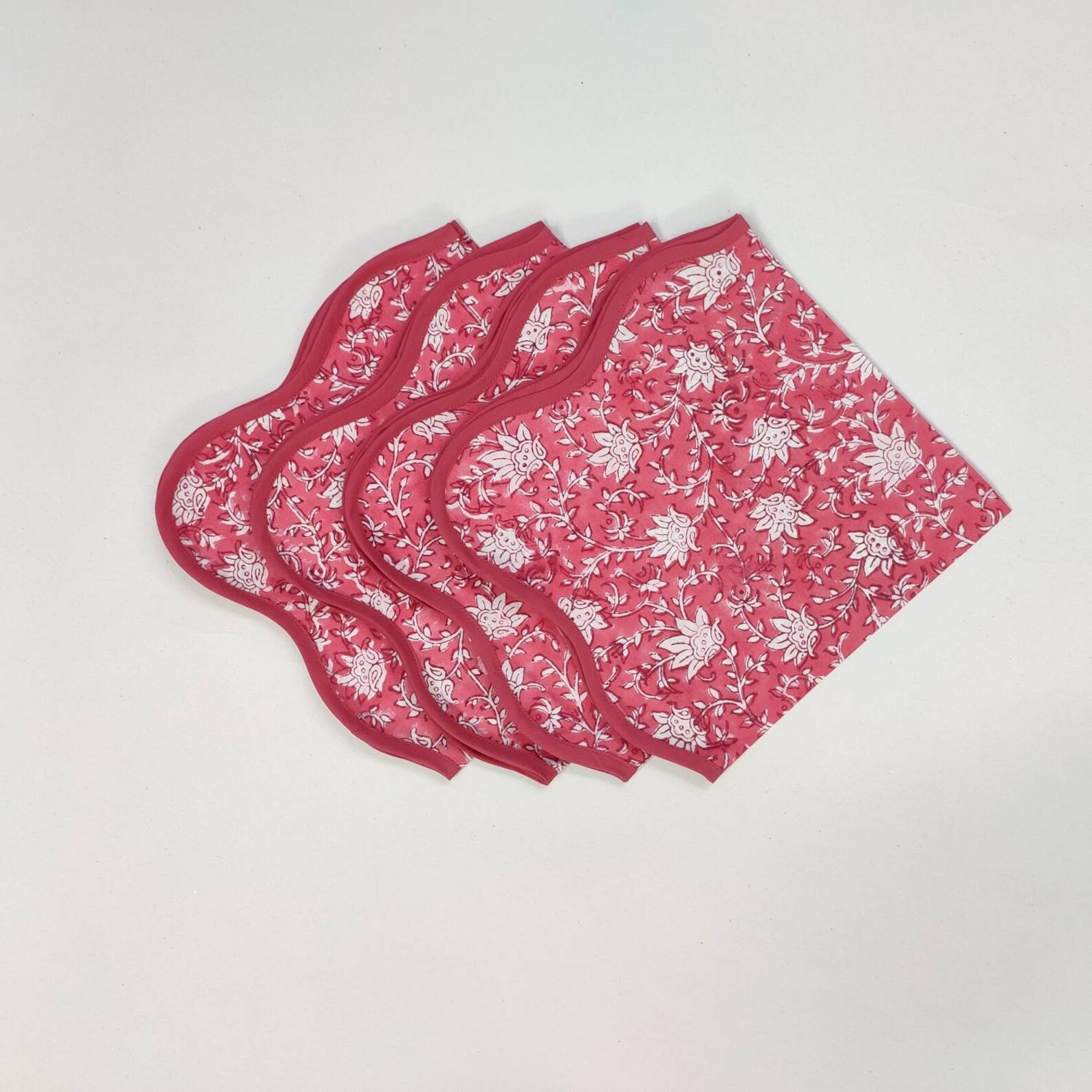 Wave Scallop Edge Napkin Designer Cotton Piping Napkins Set | Etsy