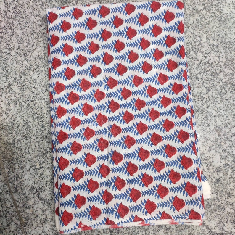 5 Yard 100% Pure Cotton Fabric indian Handmade Block Printed | Etsy