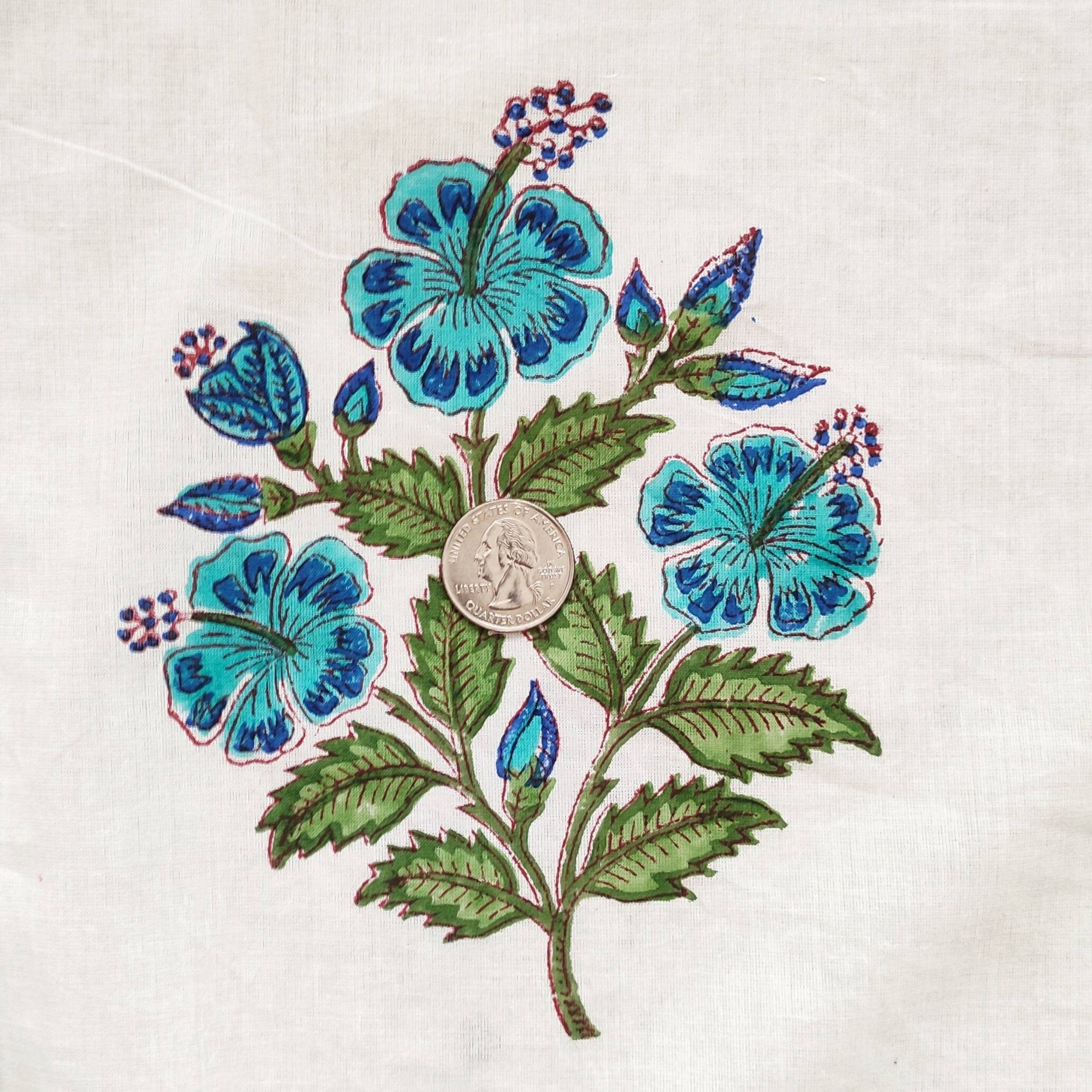 Hand Block Printed Fabric 100% Cotton Quilting Fabric by the | Etsy