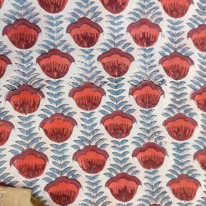 5 Yard 100% Pure Cotton Fabric indian Handmade Block Printed | Etsy