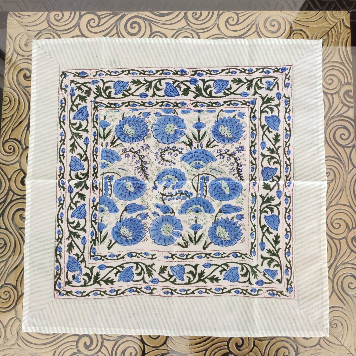 Indian Block Print Tablecloth Floral Cotton Table Cover | Etsy