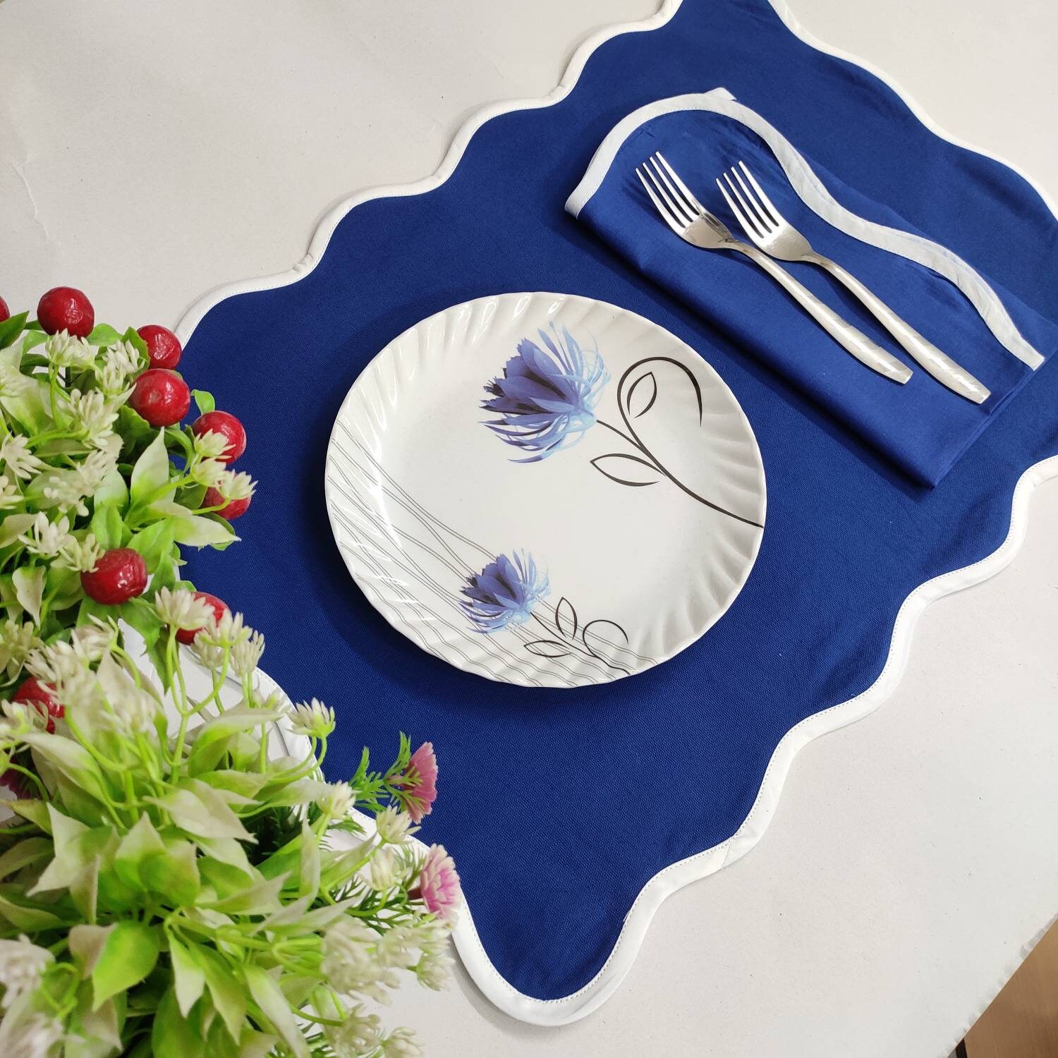 Scallop Placemats and Napkins ,table Linens Piping Napkins Fathers Day ...