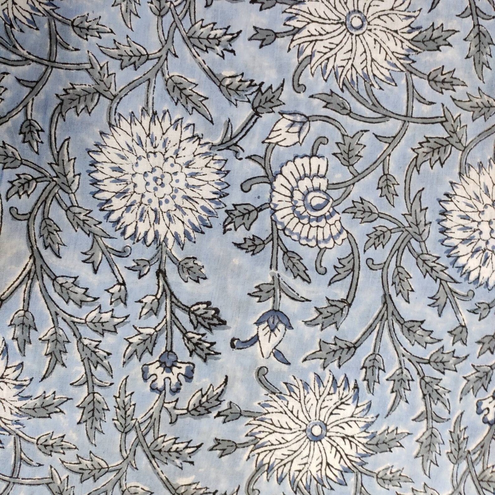 Floral Blue 100% Cotton Quilting Fabric by the Yard Quilt - Etsy