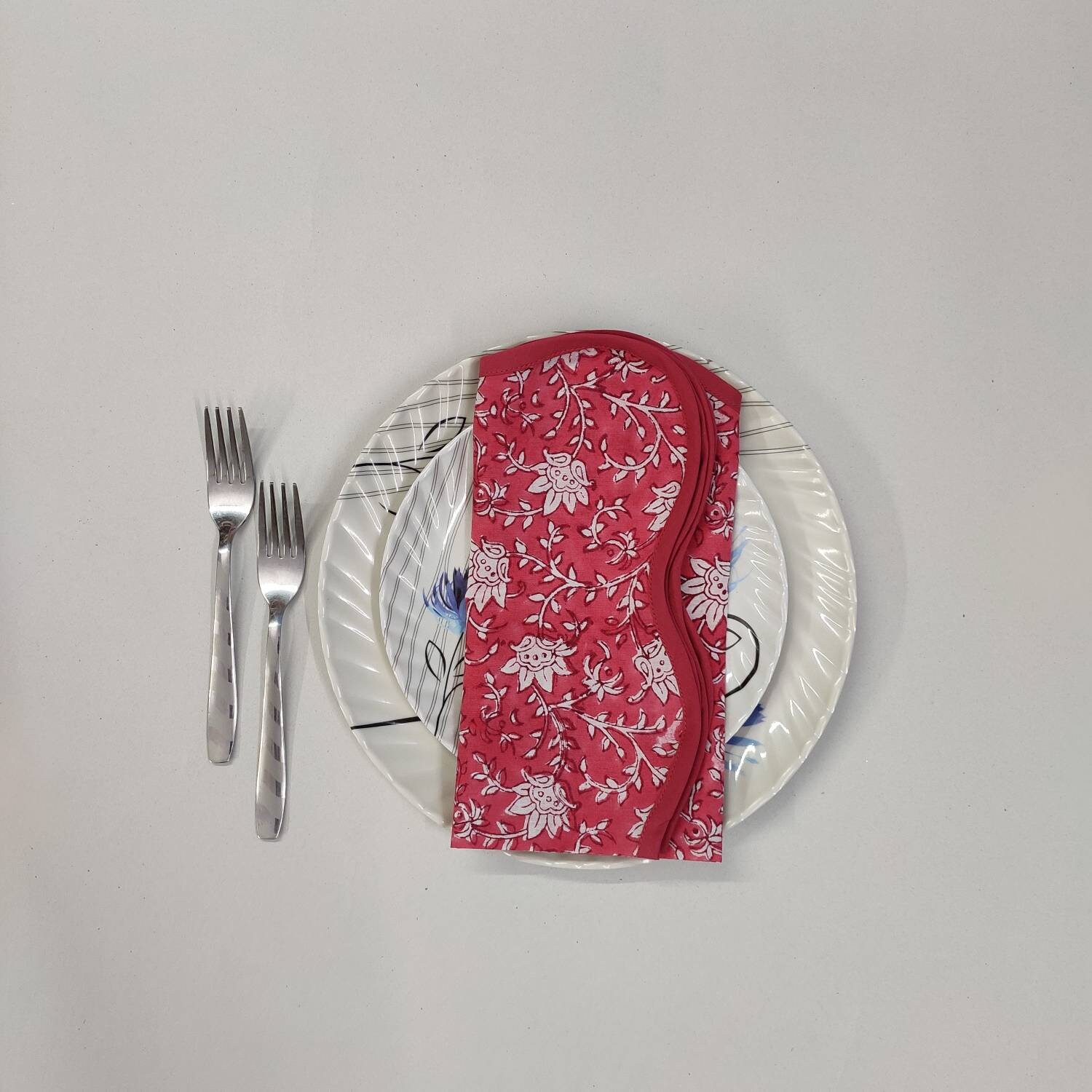 Wave Scallop Edge Napkin Designer Cotton Piping Napkins, Set of 4,pink ...