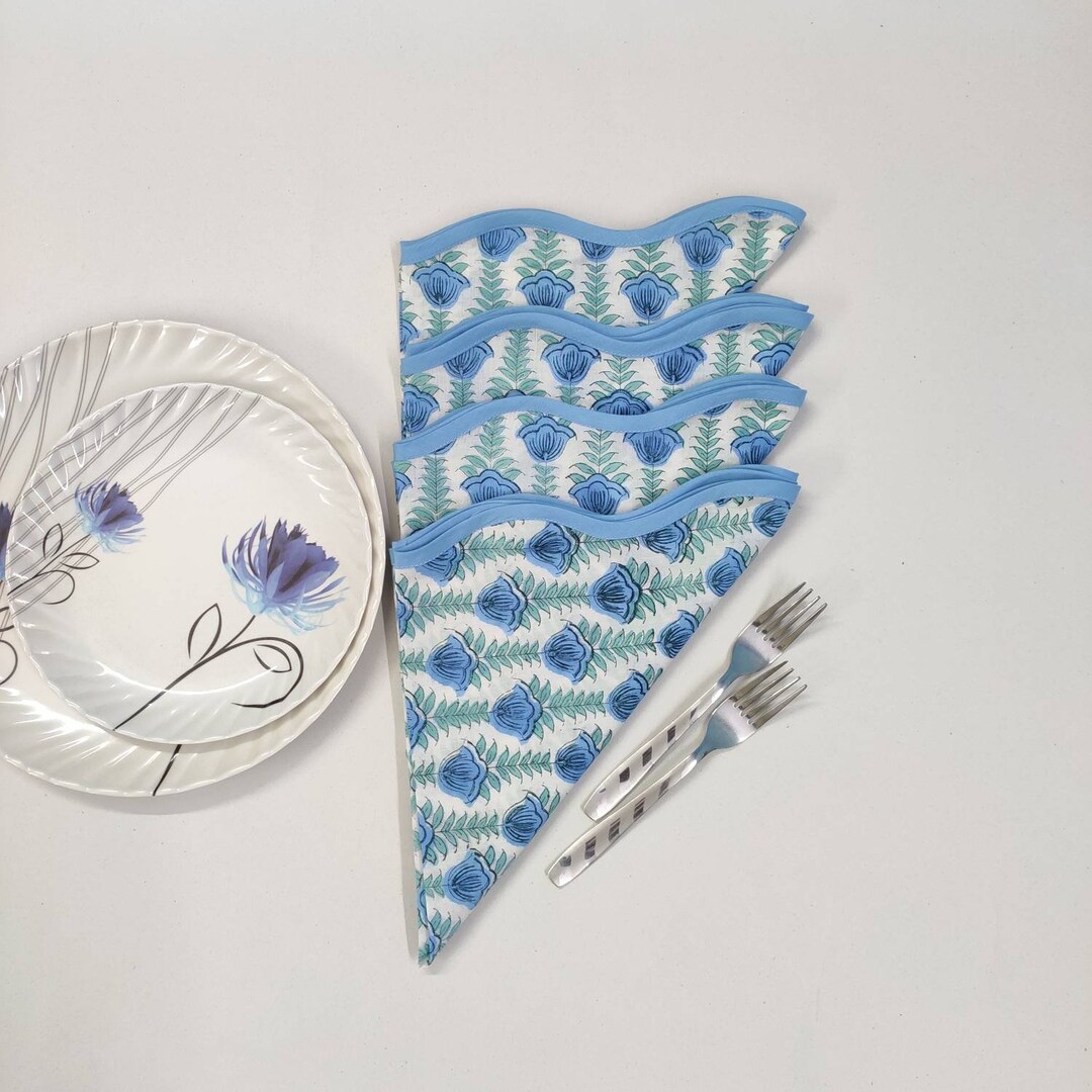 Wave Scallop Cloth Napkin,gift for Him, Piping Napkins,indian Napkins ...