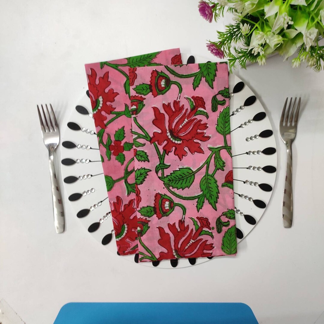 Cotton Dinner Napkins Indian Cotton Napkins Hand Printed - Etsy