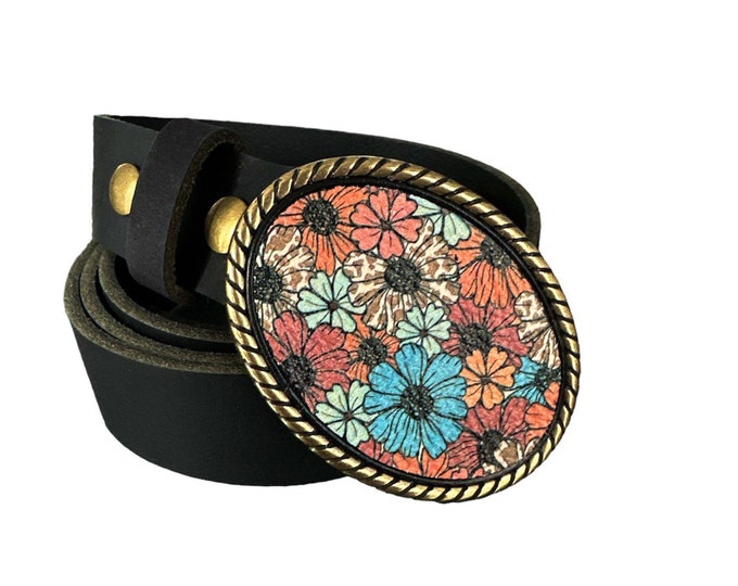 Flower Leather Belt Buckle, Belt Buckle for Women, Interchangeable With ...