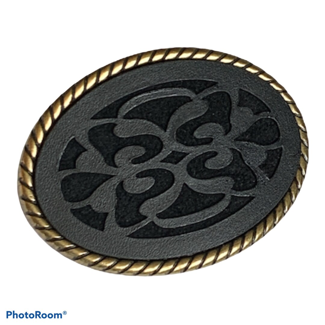 Black Leather and Suede Buckle, Interchangeable Belt Buckle, Metal Belt ...