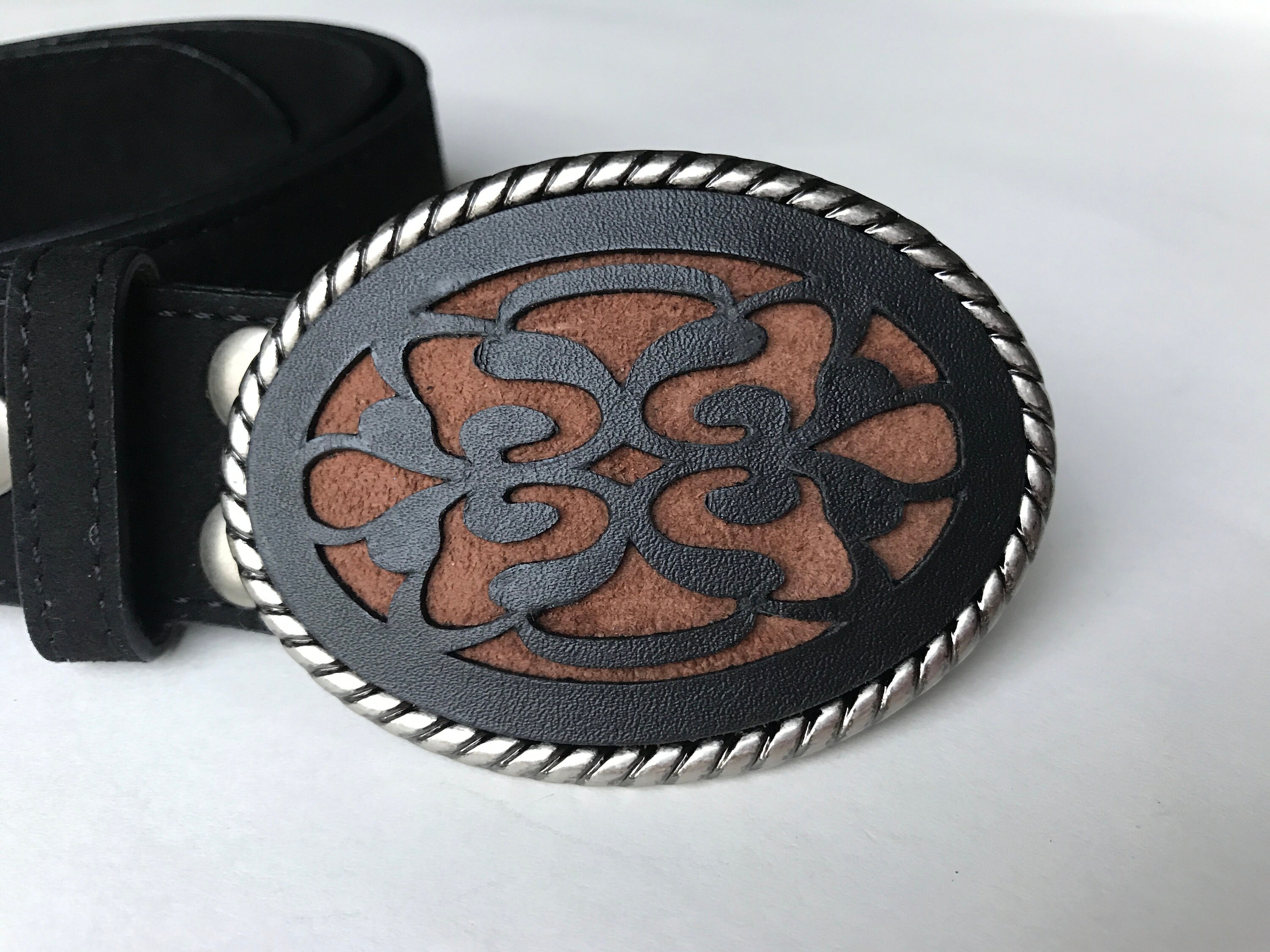 Custom Black Leather and Suede Belt buckle Interchangeable | Etsy