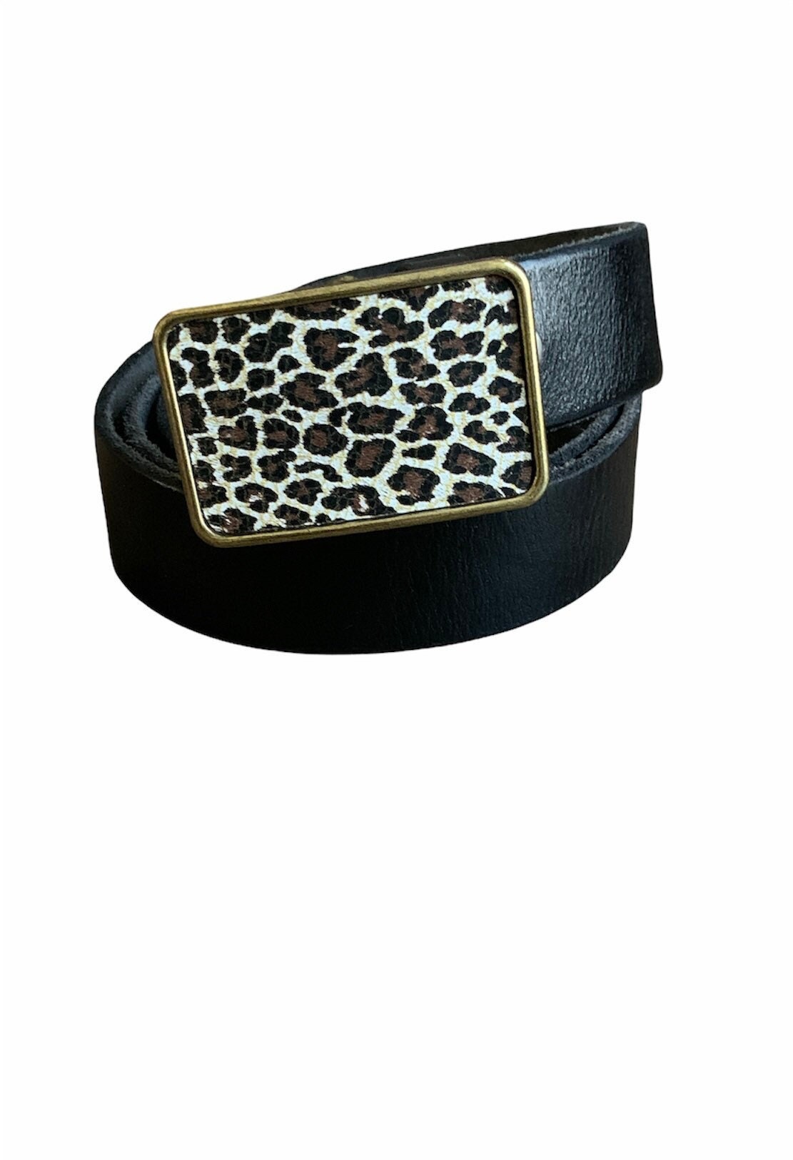 Leopard Print Leather Belt Buckle Antique Brass or Silver - Etsy