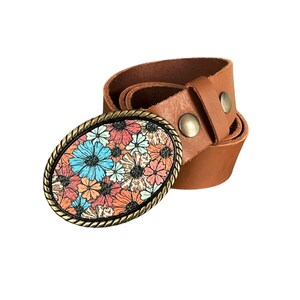 Flower Leather Belt Buckle, Belt Buckle for Women, Interchangeable With ...