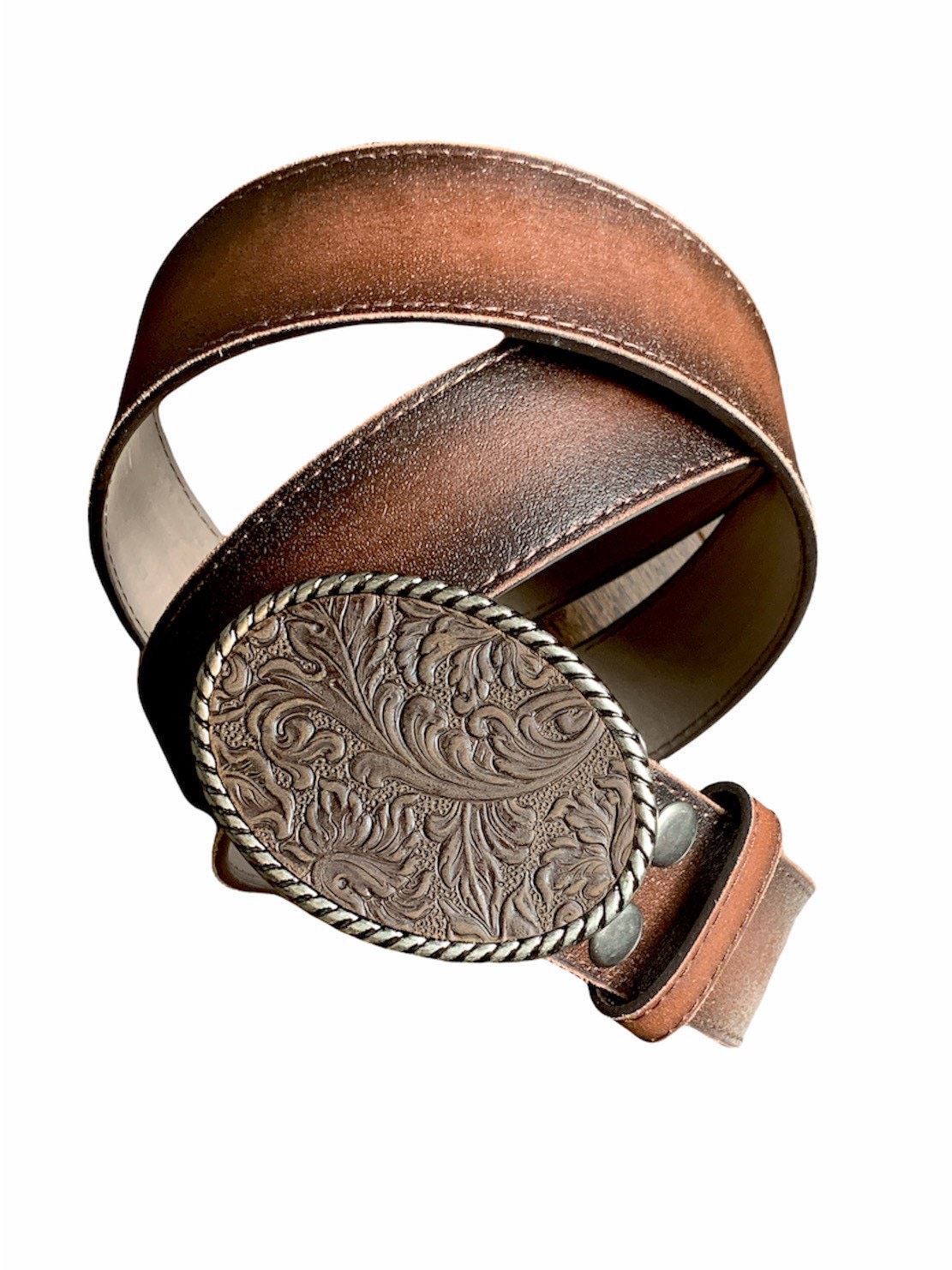 Embossed Leather Belt Buckle in Dark Brown Genuine Leather - Etsy