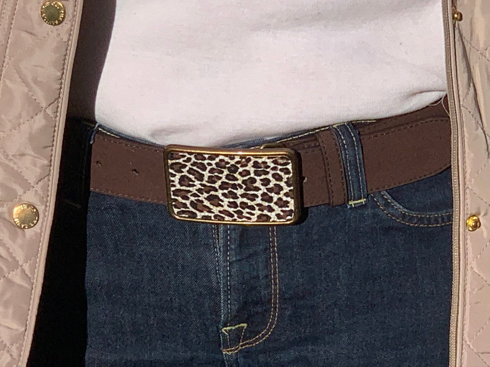 Leopard Print Leather Belt Buckle Antique Brass or Silver - Etsy