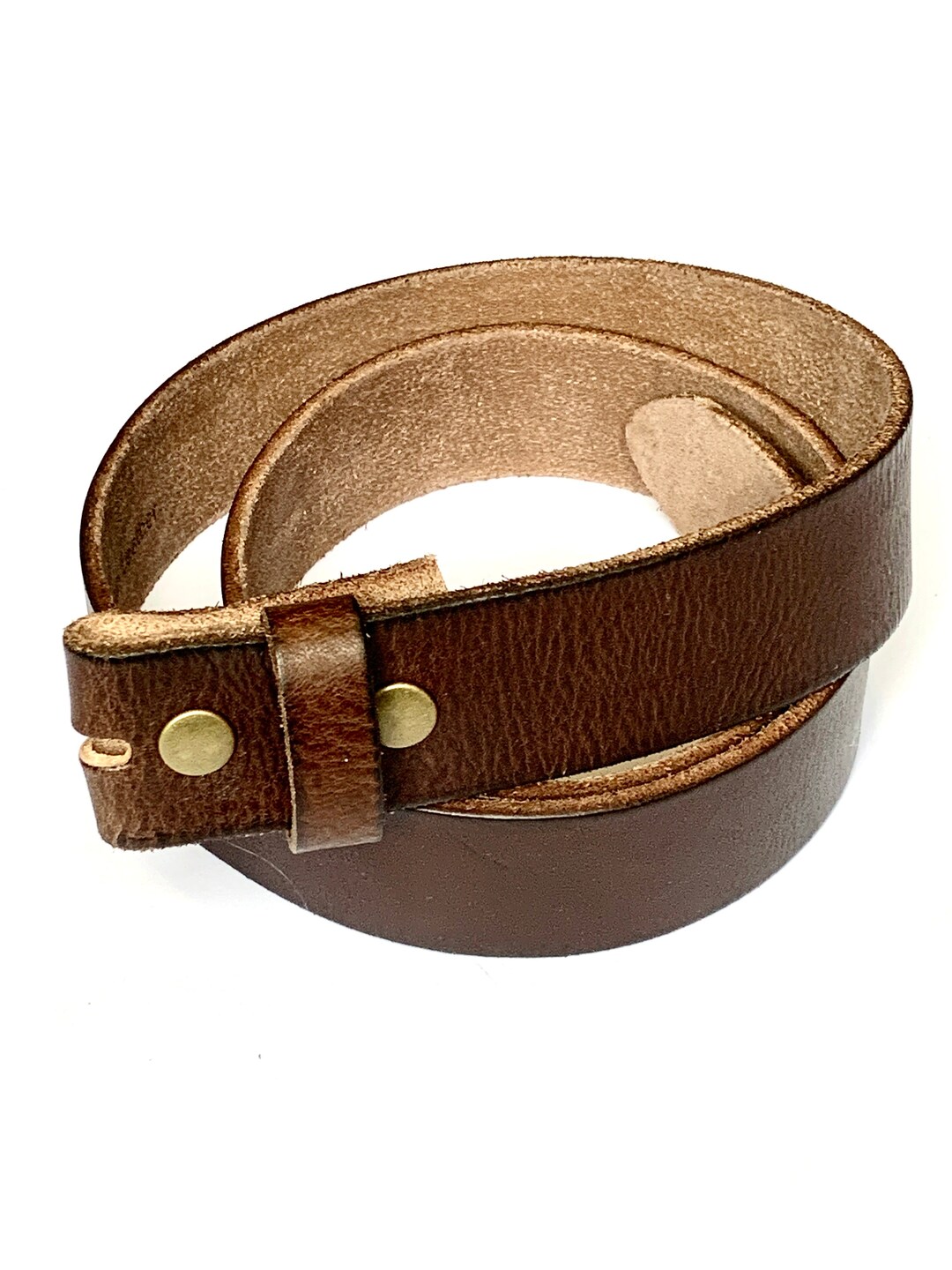 Brown Leather Belt to Attach Buckle, No Buckle Brown Premium Leather ...
