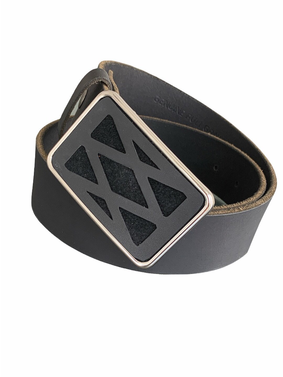 Geometric Leather Belt Buckle, Interchangeable, Antique Silver or Brass ...