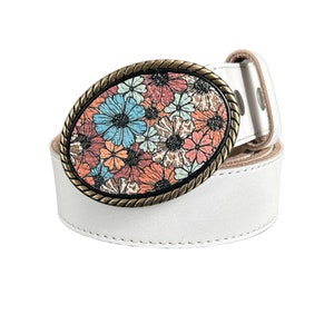 Flower Leather Belt Buckle, Belt Buckle for Women, Interchangeable With ...
