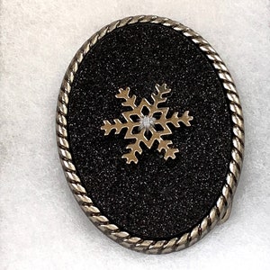 Snowflake Belt Buckle, Black Glitter Leather, Holiday Outfit - Etsy