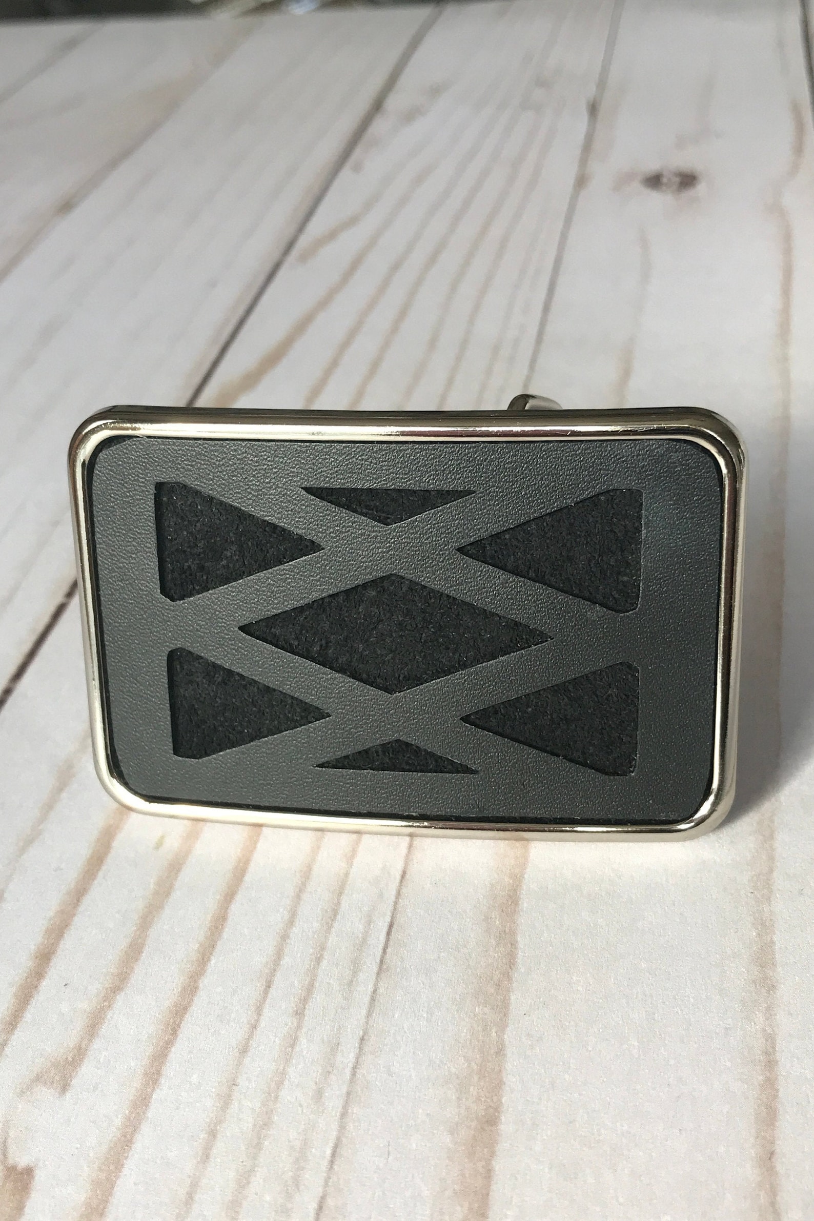 Geometric Leather Belt Buckle, Interchangeable, Antique Silver or Brass ...
