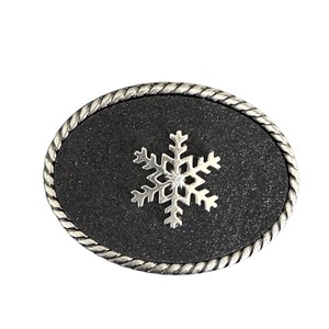 Snowflake Holiday Belt Buckle, Black Glitter Leather, Holiday Party ...