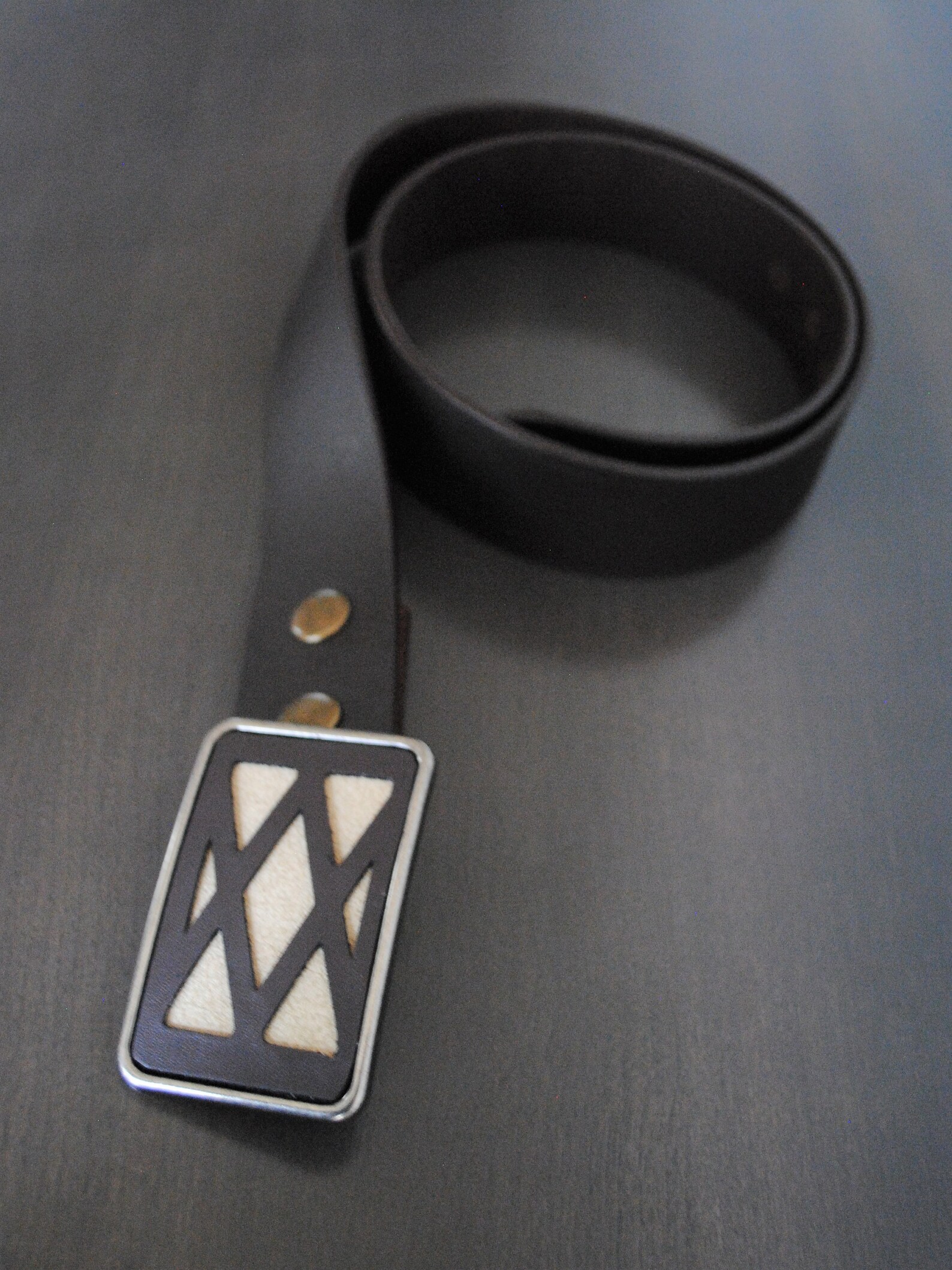 Geometric Leather Belt Buckle, Interchangeable, Antique Silver or Brass ...