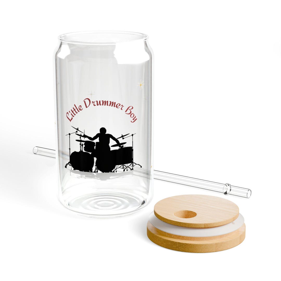 Little Drummer Boy Drums Sipper Glass, 16oz Tumbler Holiday Drinkware ...