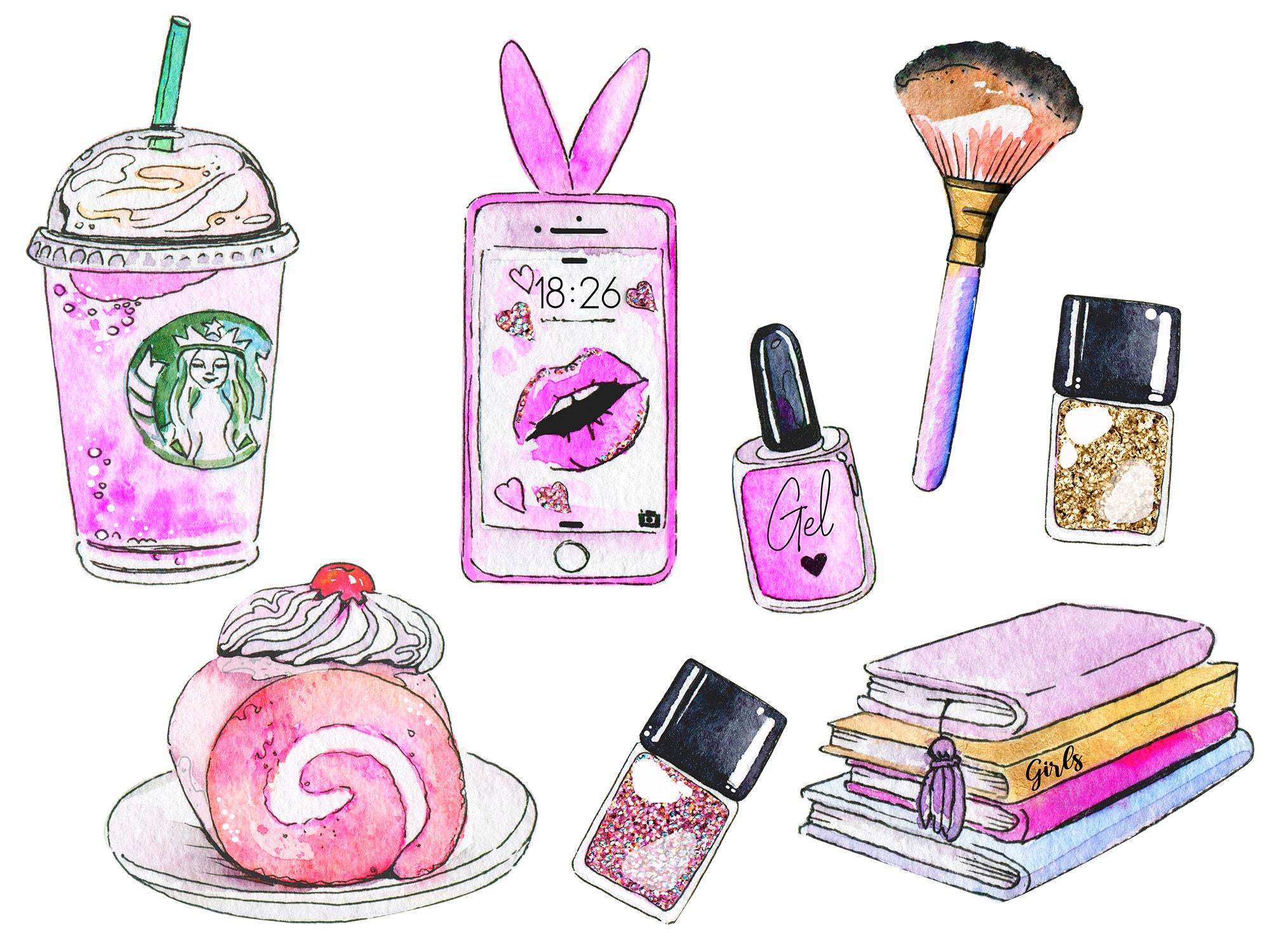 Girls things For Girls Clipart Cute girls stuff | Etsy