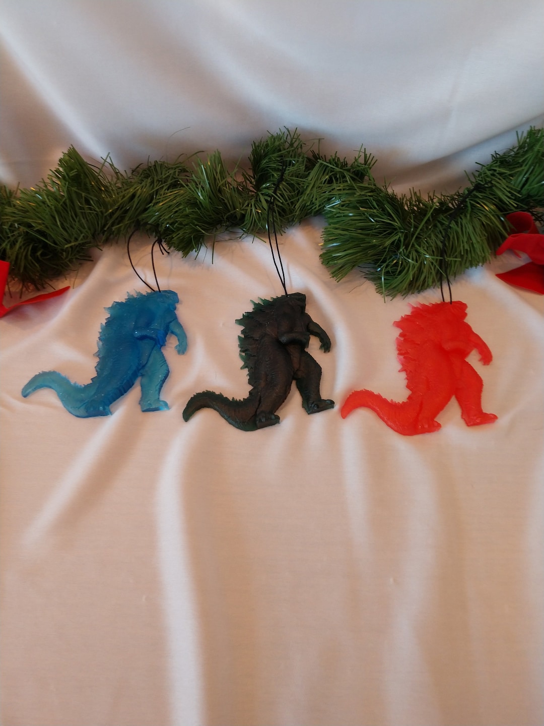 Set Godzilla Ornaments, Cryptid Christmas Ornaments - Etsy