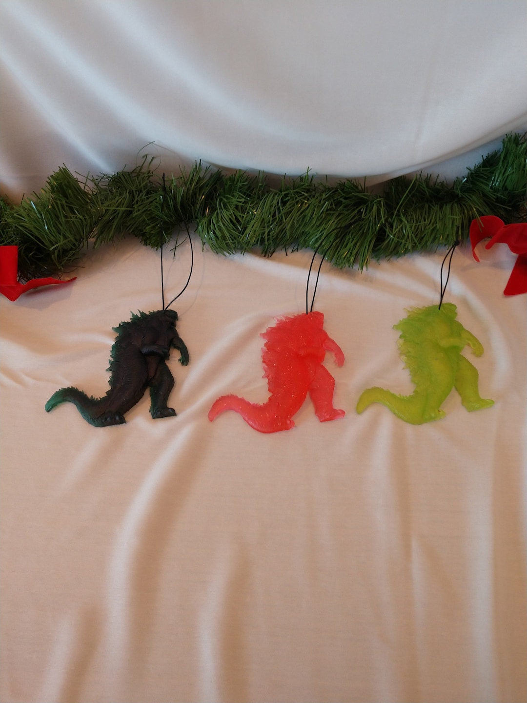 Set Godzilla Ornaments, Cryptid Christmas Ornaments - Etsy