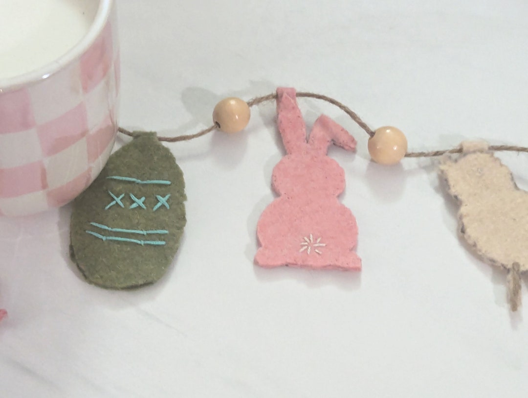 Handmade Felt Easter Garland: Chick, Bunny & Egg - 5ft Jute Cord - Etsy