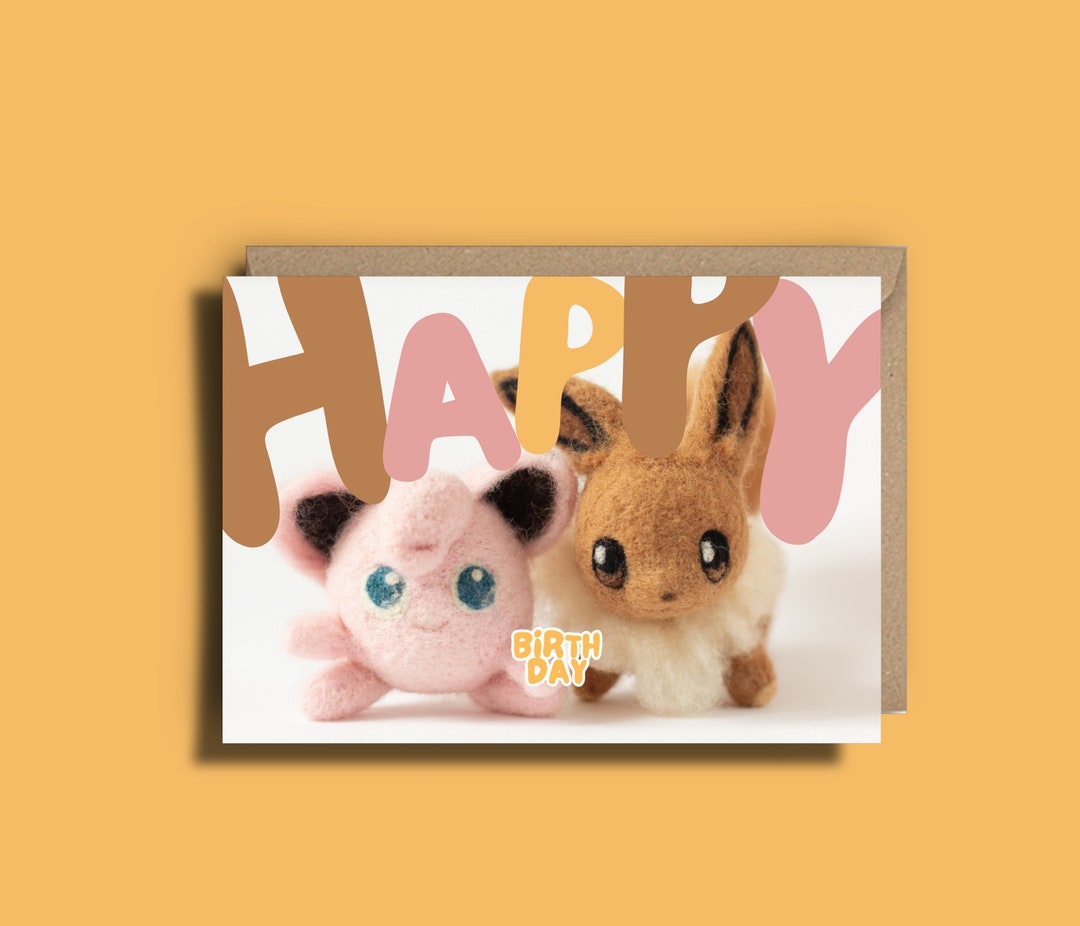 Pokemon Eevee Jigglypuff Birthday Card, Handmade Card for Birthday, for ...
