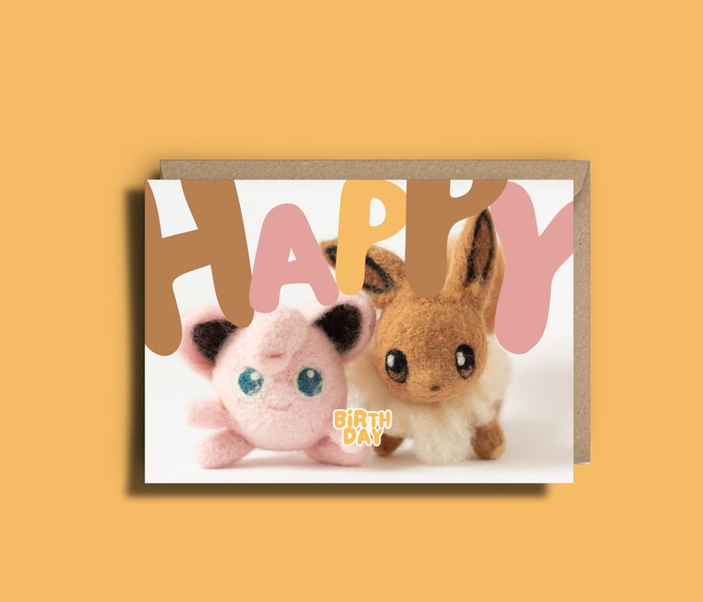 Pokemon Eevee Jigglypuff Birthday Card, Handmade Card for Birthday, for ...