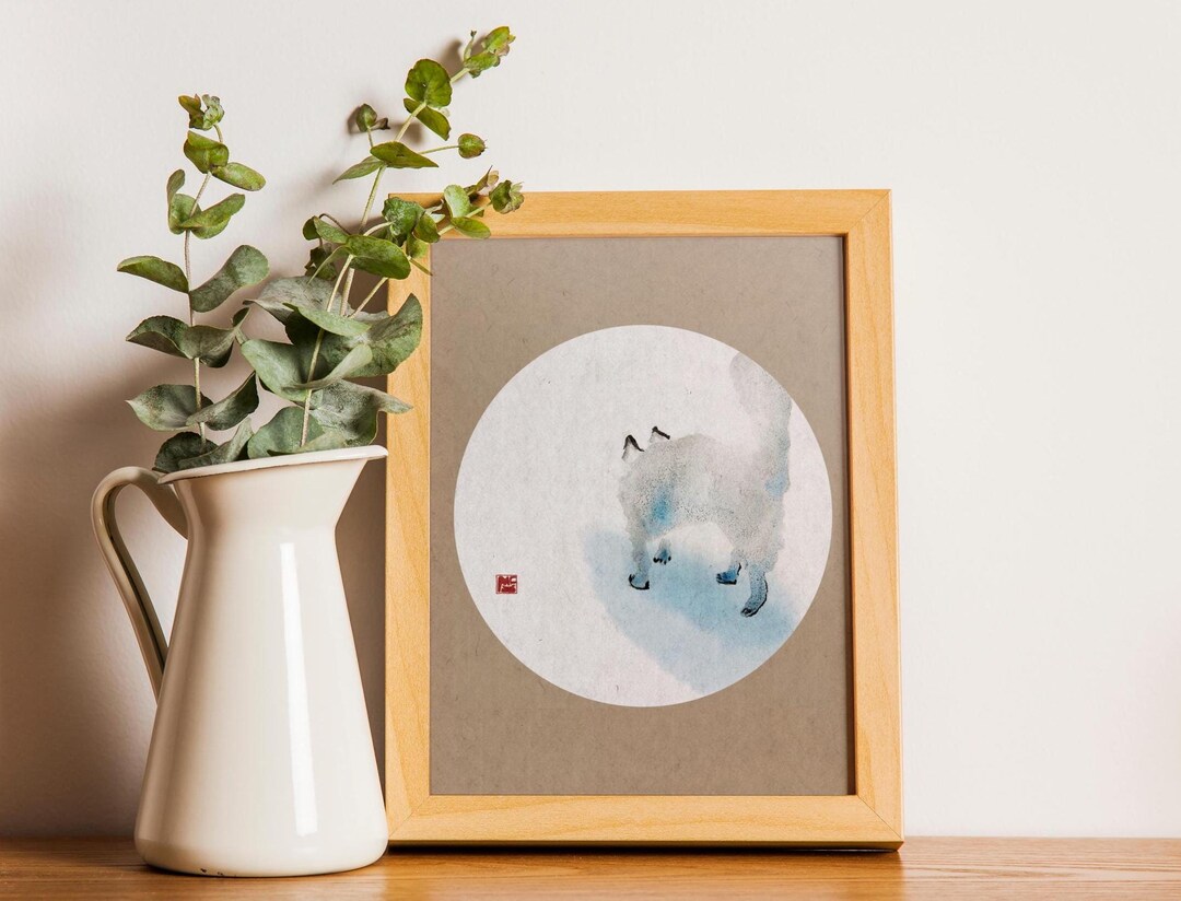 Inky Cat, Blue and Black Ink, Original Cat Ink Brush Paintings ...