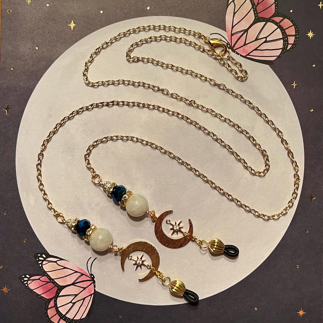 Silver or Gold Moon Lover Glasses Chain, Simple, Handmade Eyeglass ...