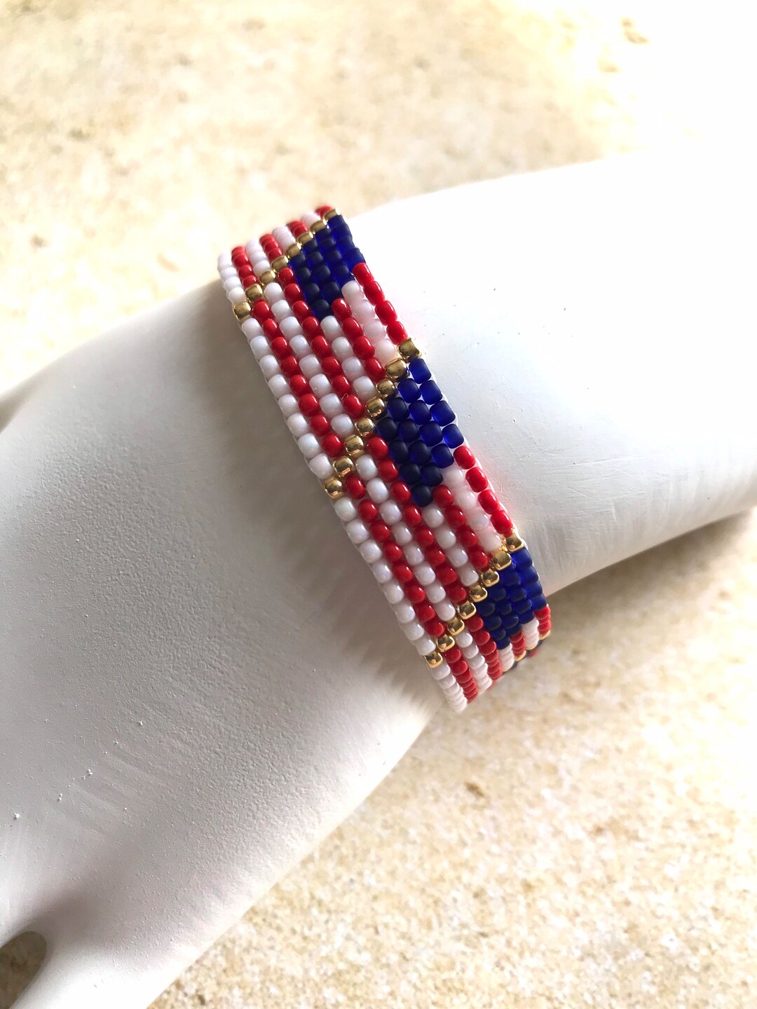 Flat USA Flag Bracelet / Patriotic Jewelry / Handmade Bracelet ...