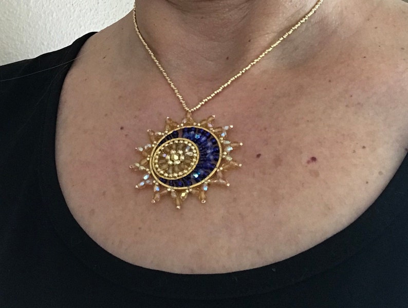 Sun & Moon Beaded Celestial Statement Necklace - Etsy