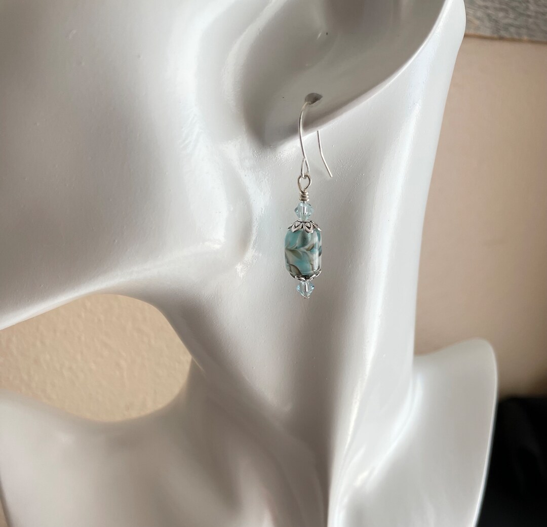 Lamp Worked Glass / Glass Tubes / Blue Floral Design / Dangle - Etsy