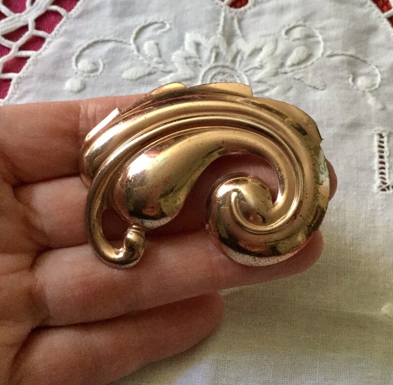 MONET STERLING Rose Gold Sterling Vermeil Vintage Brooch- Signed Monet ...