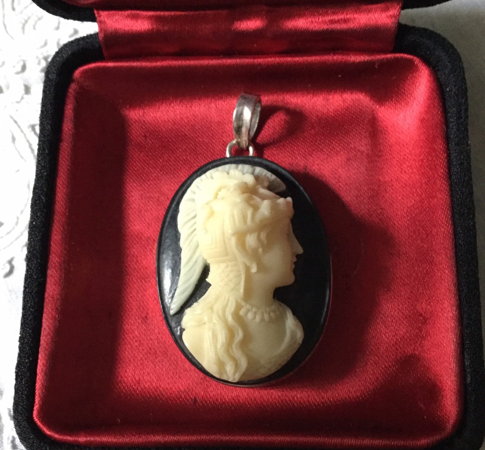 GREAT CAMEO BAKELITE Sterling Huge Vintage Pendentif- Beautiful Design ...