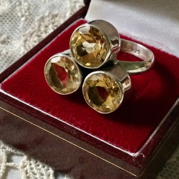 TRILOGY NATURAL CITRINE Elegant sterling Design Vinta… - Gem