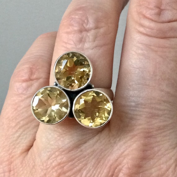 TRILOGY NATURAL CITRINE Elegant sterling Design Vinta… - Gem