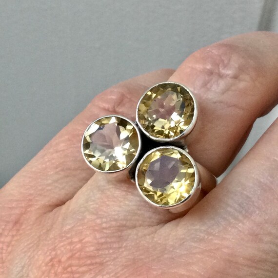 TRILOGY NATURAL CITRINE Elegant sterling Design Vinta… - Gem