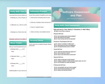 Self-care Plan Worksheet for Teens and Adults - Etsy