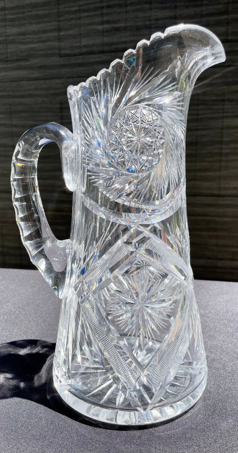 American Brilliant Period (ABP) Cut Crystal/glass Pitcher/jug/tankard ...