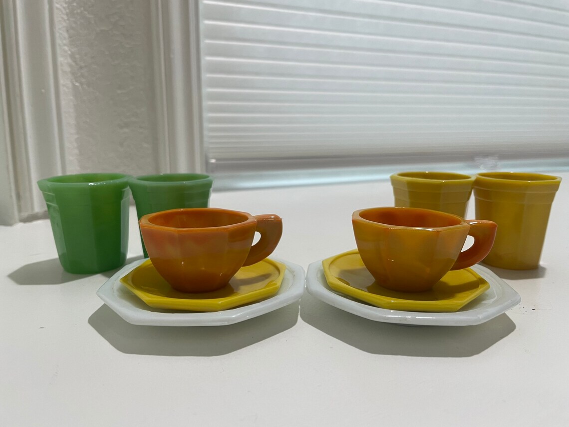 Akro Agate Children’s Tea Set - Etsy