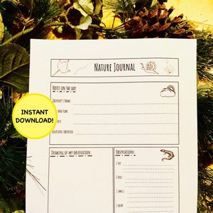 Nature Journal Worksheet for Kids-- Printable Instant Download - Etsy