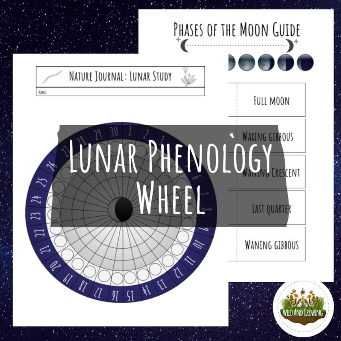 Lunar Phenology Wheel and Free Moon Phase Guide Insert for - Etsy