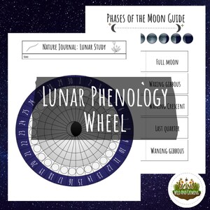 Lunar Phenology Wheel and Free Moon Phase Guide | Insert for Bullet or ...