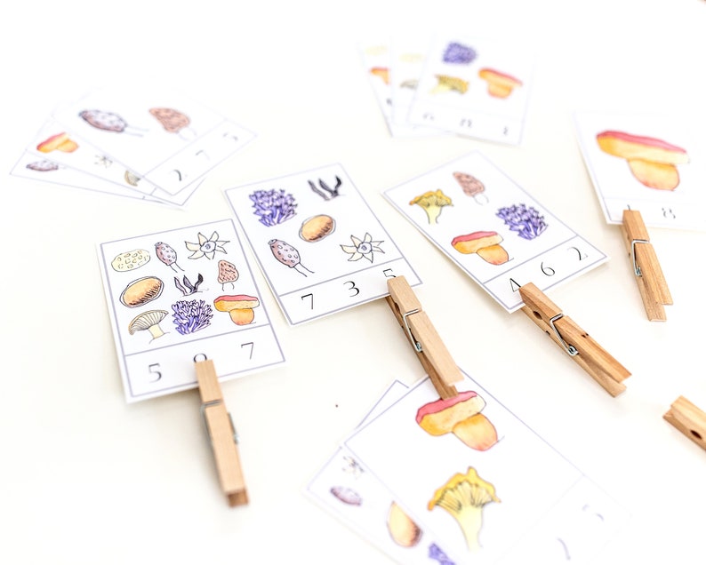 Mushroom Count and Clip Set - Etsy