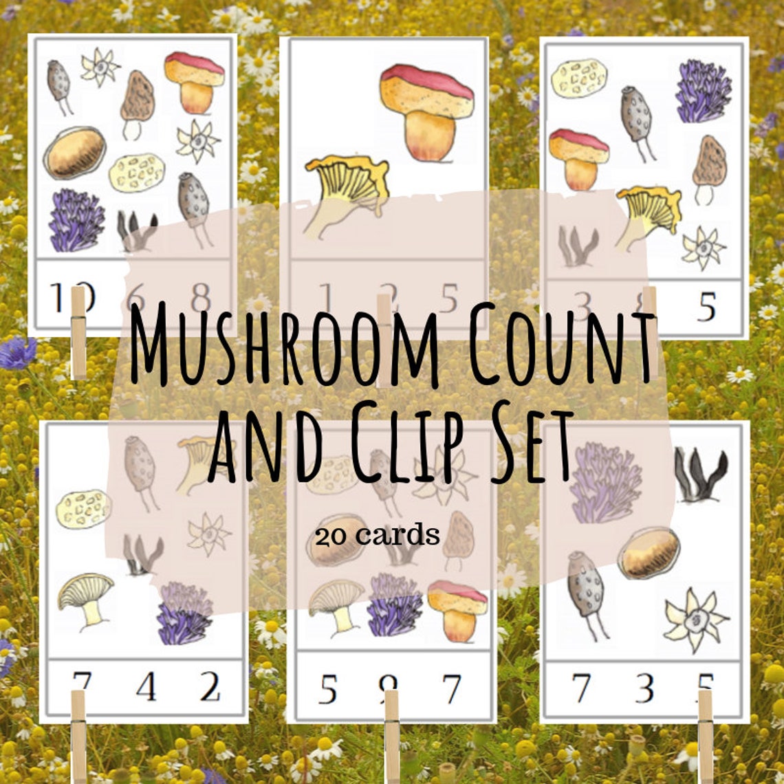 Mushroom Count and Clip Set - Etsy